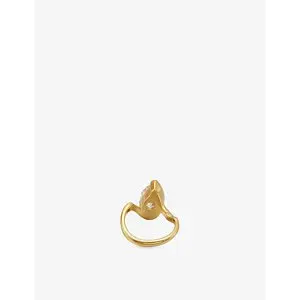 INDIGO LUNE 18ct Plated Stainless Steel Pear Cut Cubic Zirconia Ring