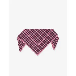 DAMSON MADDER Embroidered Gingham Headscarf - Magenta