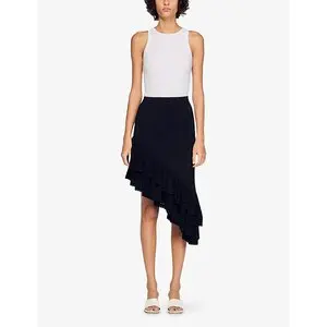 Sandro Asymmetrical Knit Midi Skirt