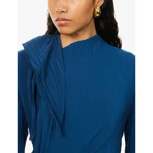 Victoria Beckham Plissé Woven Midi Dress