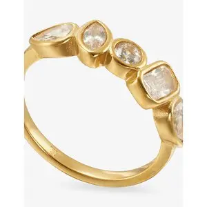 INDIGO LUNE 18ct Plated Stainless Steel Ring With Cubic Zirconia