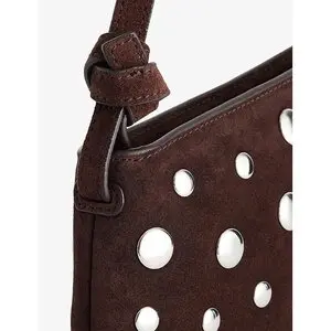 Staud Dani Mini Suede Shoulder Bag With Silver Tone Studs