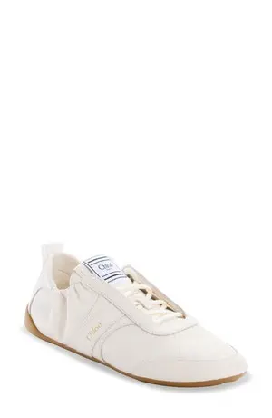 Chloé Kick Leather & Mesh Sneaker - Eggshell
