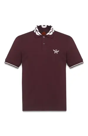 Mcm Laurel Logo Piqué Polo In Organic Cotton - Winetasting