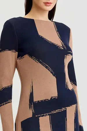 Ming Wang Brushstroke Soft Knit Sheath Dress