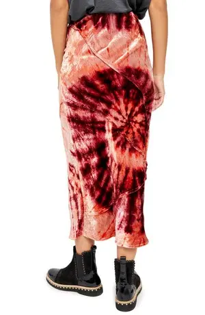 Free People Tie-dye Velvet Midi Skirt