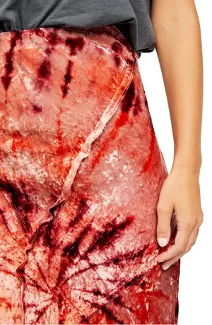 Free People Tie-dye Velvet Midi Skirt