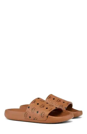 Mcm Monogram Print Rubber Slides