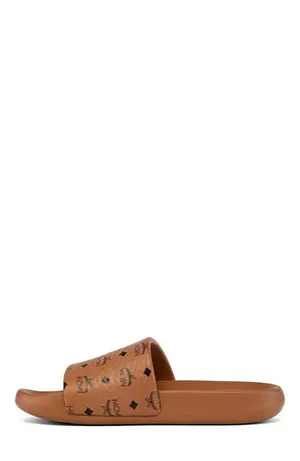 Mcm Monogram Print Rubber Slides