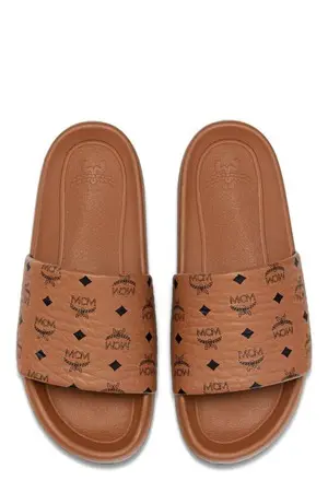 Mcm Monogram Print Rubber Slides