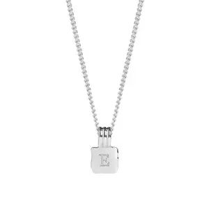MURU Mini Initial Square Charm Necklace - Silver