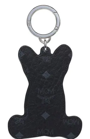 Mcm French Bulldog Charm In Visetos - Dark Grey