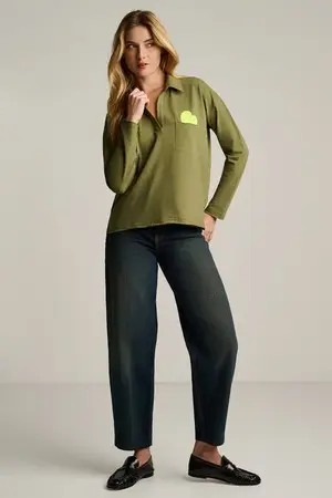 Lisa Todd Pocket Love Cotton T-shirt - Moss