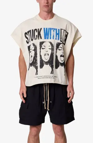 Mnml Stuck With Me Distressed Graphic Cutoff T-shirt