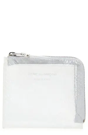 Comme Des Garçons Clear Snakeskin Embossed Zip Around Wallet - Transparent