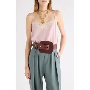 Chloé Drawstring Silk Crêpe De Chine & Lace Camisole - Shadow Lilac
