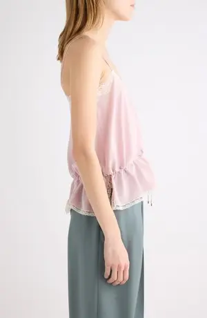 Chloé Drawstring Silk Crêpe De Chine & Lace Camisole