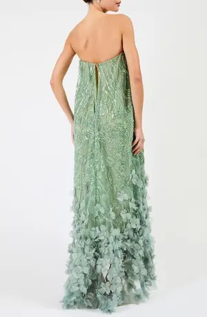 HELSI Alice Strapless 3d Floral Sequin High Low Gown