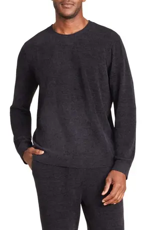 Barefoot Dreams Cozychic Ultra Lite Crewneck Lounge Top - Black