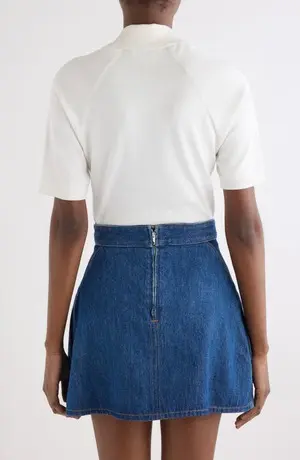 Givenchy Crop Short Sleeve Cotton & Silk Polo Sweater