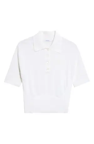 Givenchy Crop Short Sleeve Cotton & Silk Polo Sweater