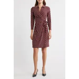 Anne Klein Geo Print Knit Wrap Dress