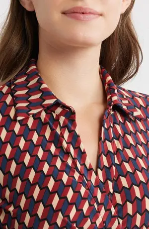 Anne Klein Geo Print Knit Wrap Dress