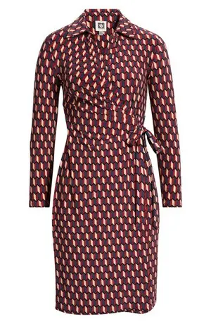 Anne Klein Geo Print Knit Wrap Dress