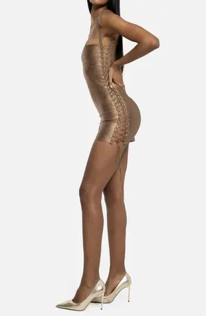 JADED LONDON Lace Up Metallic Minidress