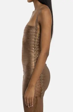 JADED LONDON Lace Up Metallic Minidress