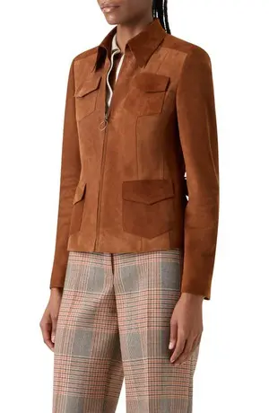 Akris Goatskin Suede Shirt Jacket
