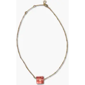 NICKEL & SUEDE Gold Plated Brass Dice Charm Necklace - Pink/silver