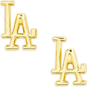 LUV AJ Los Angeles Dodgers Logo Stud Earrings - Gold