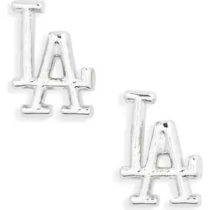 LUV AJ Los Angeles Dodgers Logo Stud Earrings - Silver