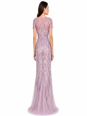LARA NEW YORK Long Sleeve V-neck Mermaid Gown