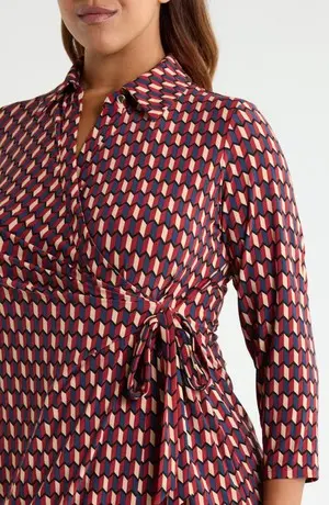 Anne Klein Geo Print Knit Wrap Dress