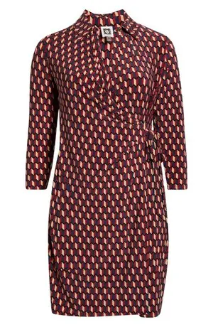 Anne Klein Geo Print Knit Wrap Dress