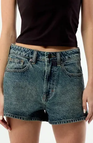 PACSUN Ivy High Rise Denim Shorts - Medium Indigo