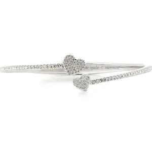 Kate Spade New York Pave Heart Open Hinge Cuff Bracelet - Clear/silver