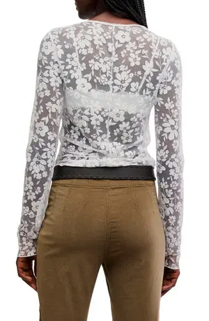 Free People Early Sunsets Floral Burnout Top - Ivory