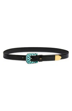 Valentino Garavani Vlogo Signature Leather Belt - Black
