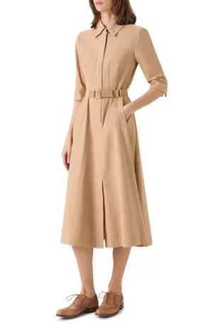 Akris Belted Stretch Denim Midi Dress