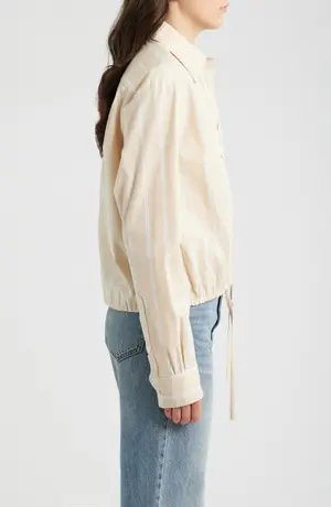 CISSA Long Sleeve Stripe Cinch Button-up Top
