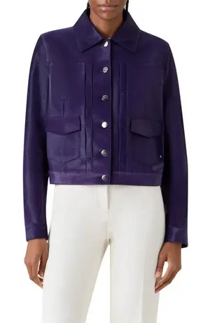 Akris Hilbert Suede Trucker Jacket - Purple