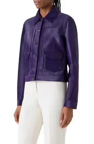 Akris Hilbert Suede Trucker Jacket