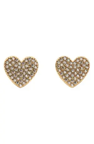 Kate Spade New York Pave Heart Stud Earrings - Clear/gold