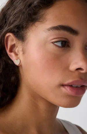 Kate Spade New York Pave Heart Stud Earrings - Clear/gold