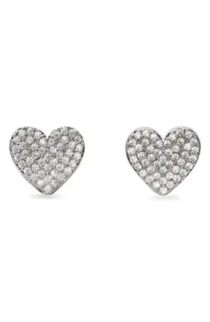 Kate Spade New York Pave Heart Stud Earrings - Clear/silver