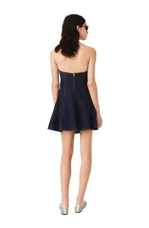 Maje Short Denim Dress With Brooch
