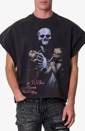 Mnml Dream Distressed Graphic Cutoff T-shirt